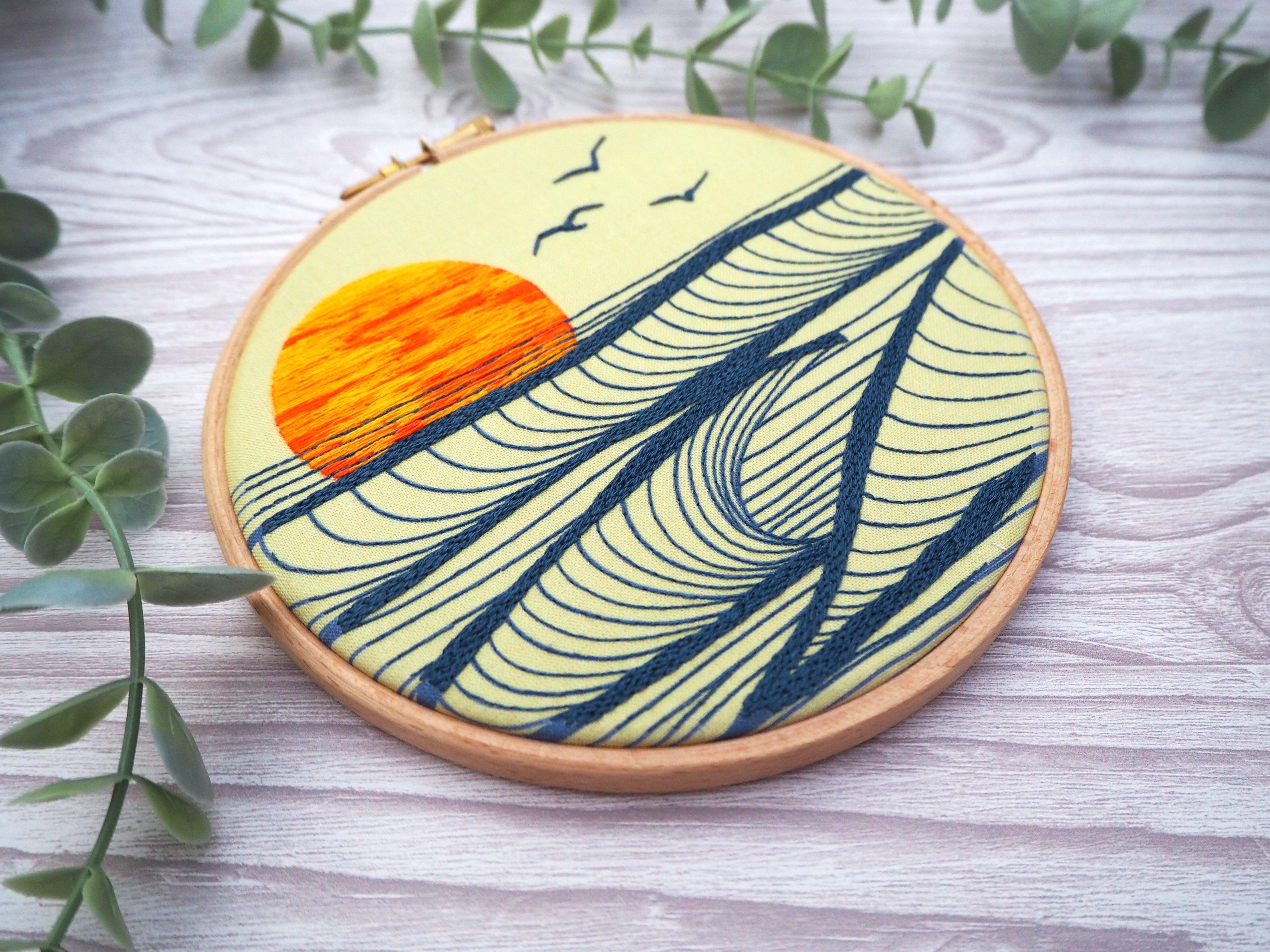 Sunset at Sea Embroidery Kit, Seascape Embroidery – ohsewbootiful